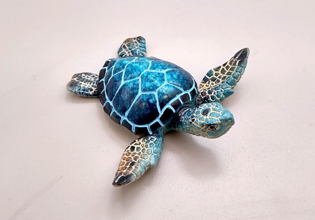 Blue Sea Turtle Figurine Painted Resin (one Figure Approx. 3 Inches ...