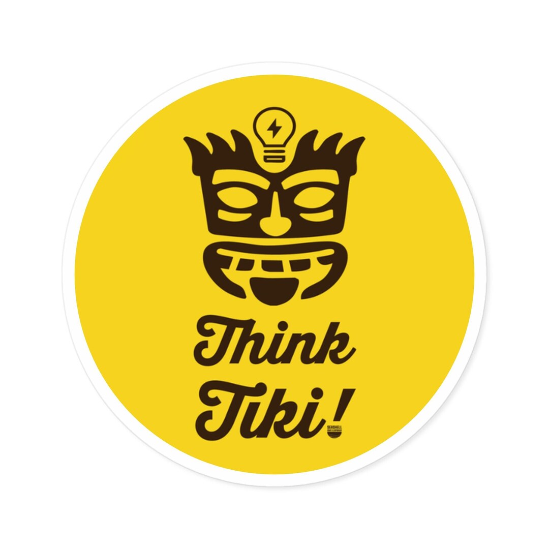 Think Tiki Mask Round Sticker (premium Vinyl Beach Sticker by Seashell ...