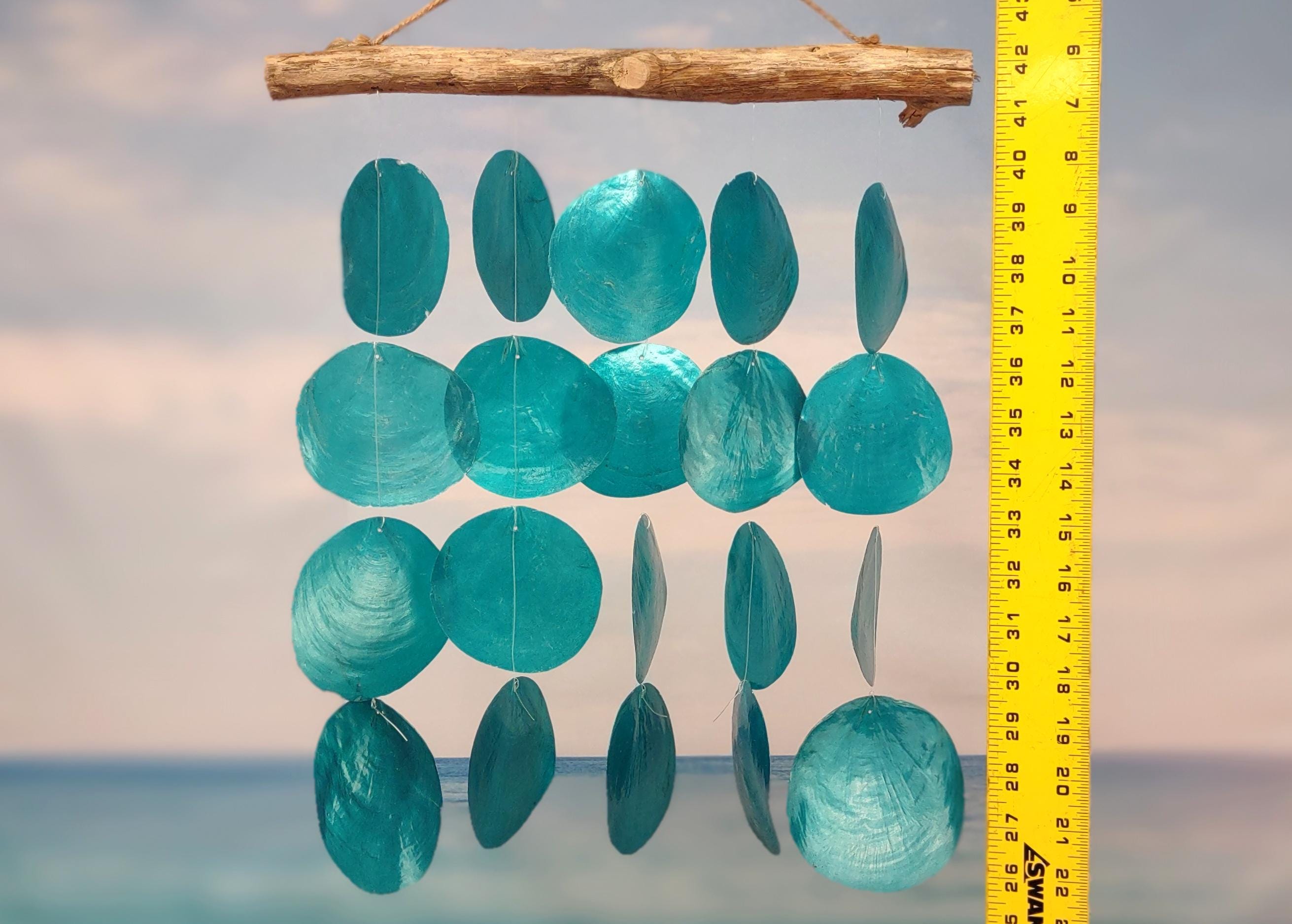 Turquoise Capiz Shell Flat Wind Chime (1 Chime Approx. 13 X 16 Inches ...
