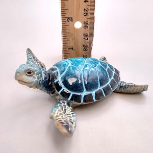 Blue Sea Turtle Figurine Painted Resin (1 Turtle Approx. 4+ Inches Long ...