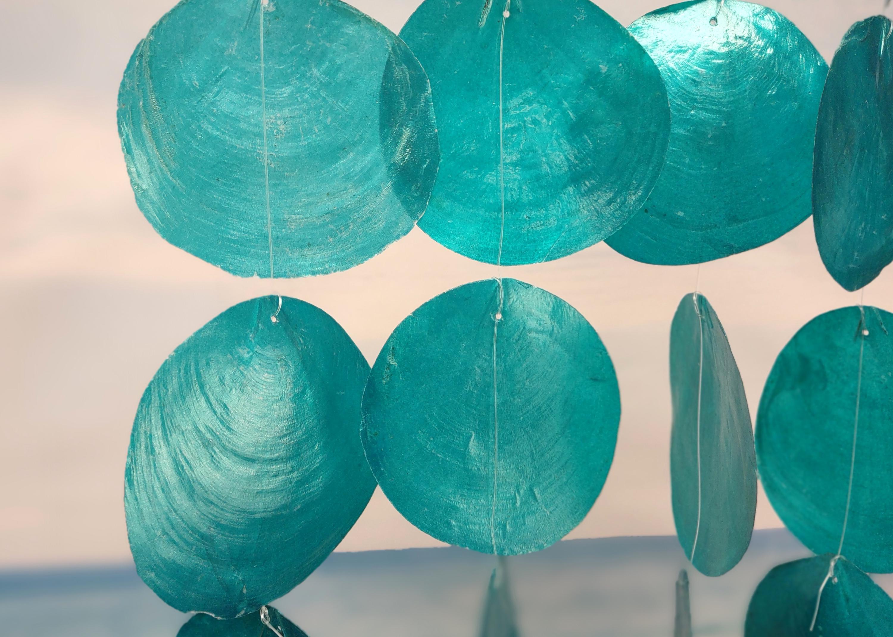 Turquoise Capiz Shell Flat Wind Chime (1 Chime Approx. 13 X 16 Inches ...