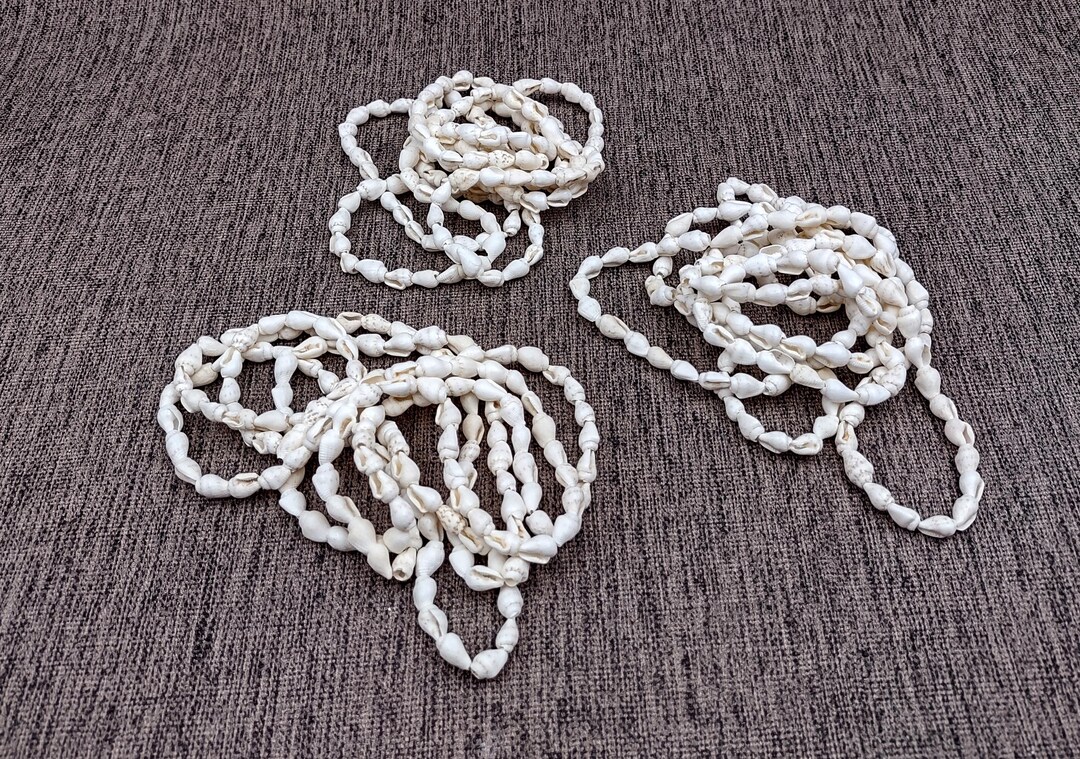 White Nassa Shell Necklace Leis (3 Leis Approx. 0.20+ Inch X 56 Inch ...