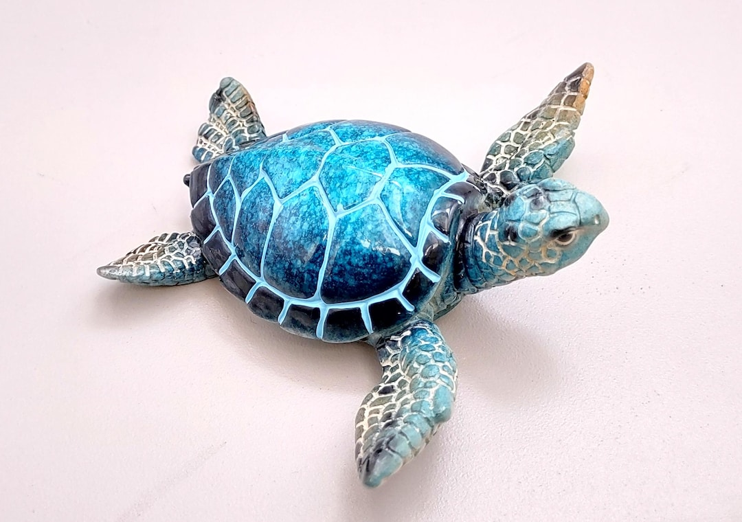 Blue Sea Turtle Figurine Painted Resin (1 Turtle Approx. 4+ Inches Long ...