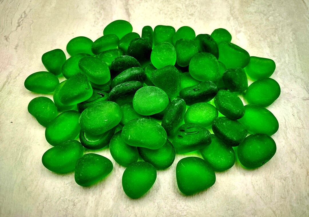 Beach Sea Glass Rounded Green Frosted Tumbled Pebbles approx. 1 ...