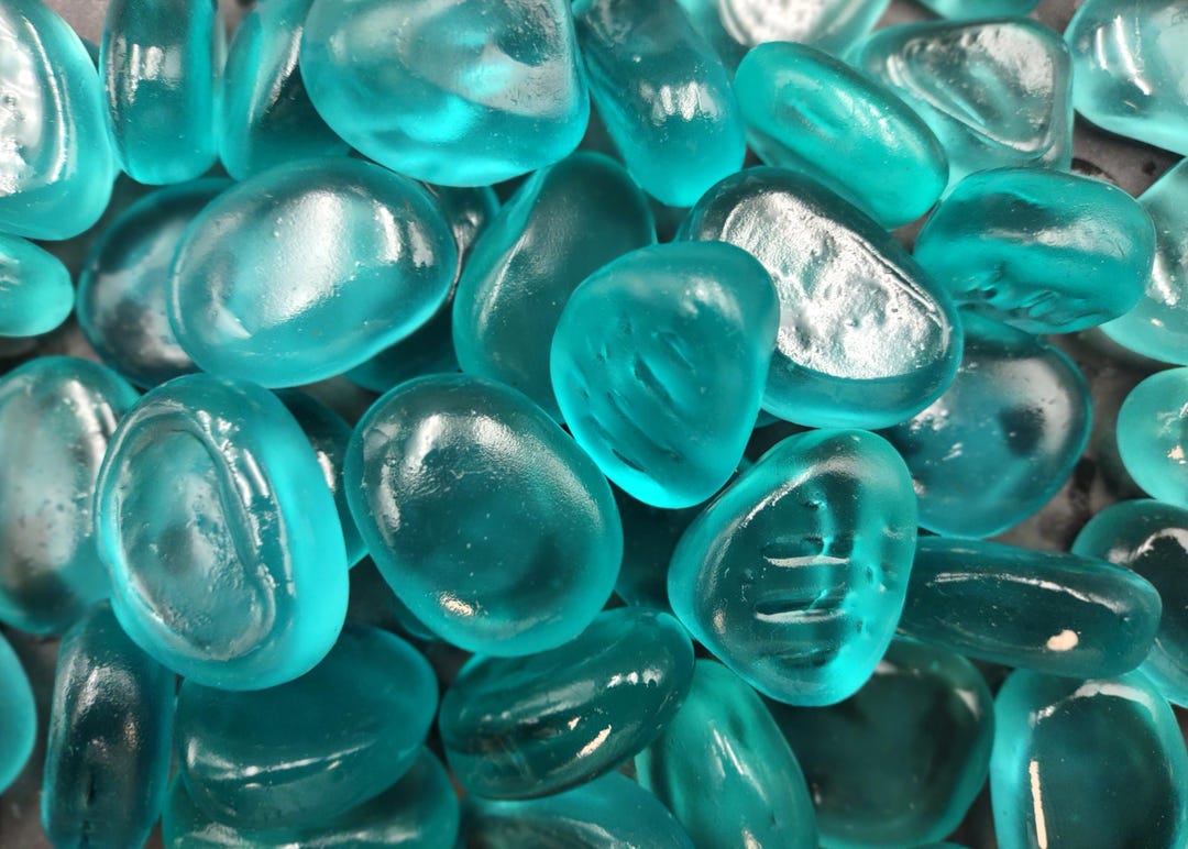 Beach Sea Glass Rounded Turquoise Blue Frosted Tumbled Pebbles approx ...