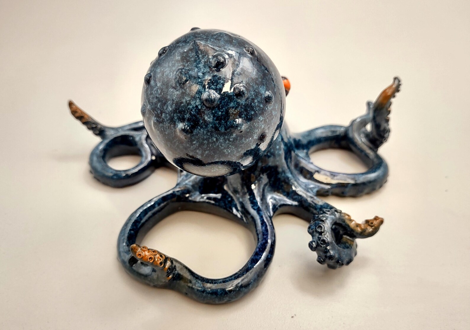 Ceramic Octopus Figurine Dark Blue Black Speckled (1 Octopus Approx. 6 ...