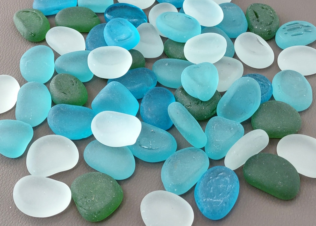 Beach Sea Glass Rounded Blue Green White Assorted Mix Pebbles approx. 1 ...