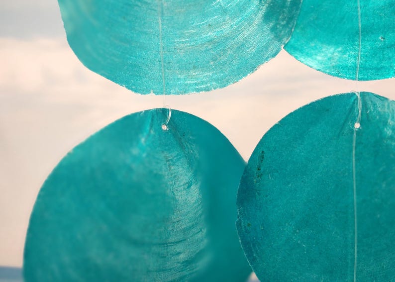 Turquoise Capiz Shell Flat Wind Chime (1 Chime Approx. 13 X 16 Inches ...