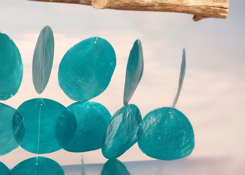 Turquoise Capiz Shell Flat Wind Chime (1 Chime Approx. 13 X 16 Inches ...