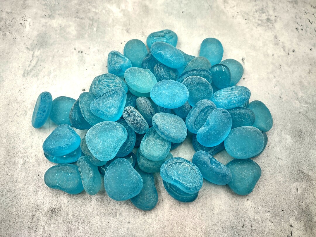 Beach Sea Glass Rounded Turquoise Blue Frosted Tumbled Pebbles approx ...