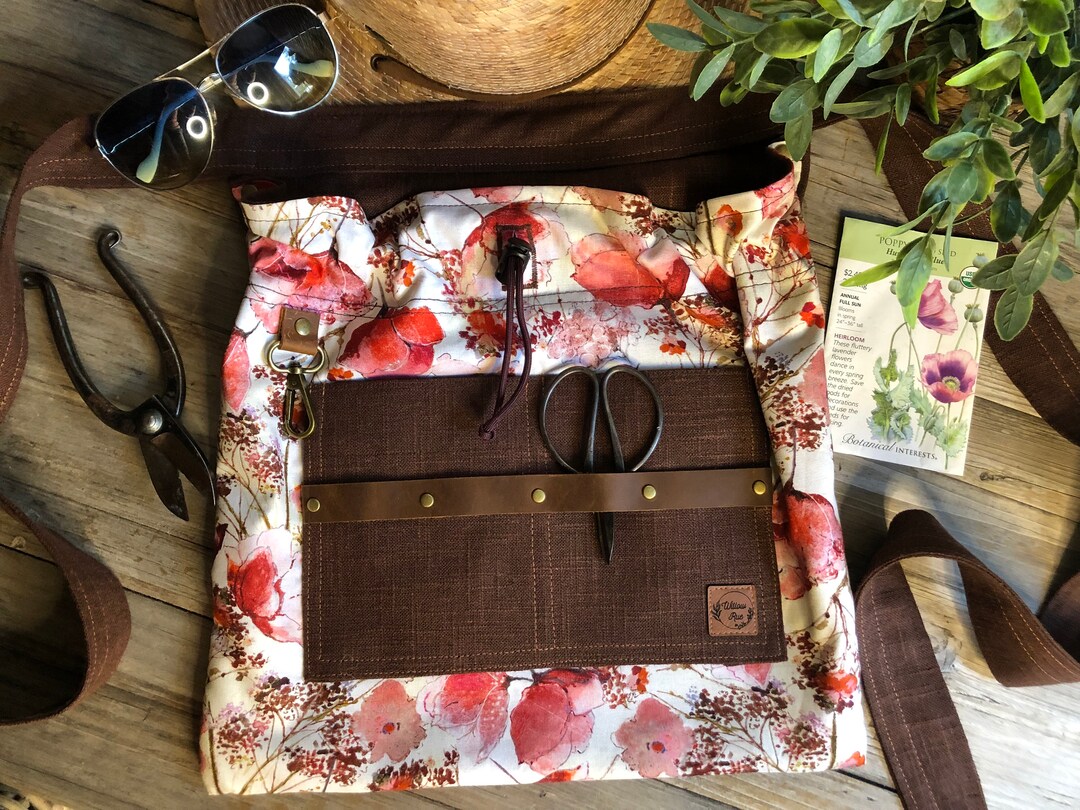 Spring Tyme Red ~ Garden Apron, Forage Apron, Harvest Apron, Forage Bag ...