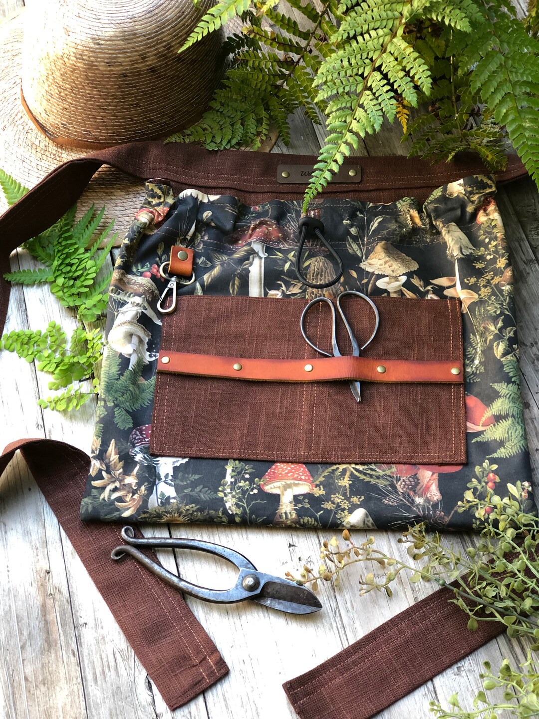 Mushrooms at Midnight Forage Apron, Garden Apron, Harvest Apron, Forage ...