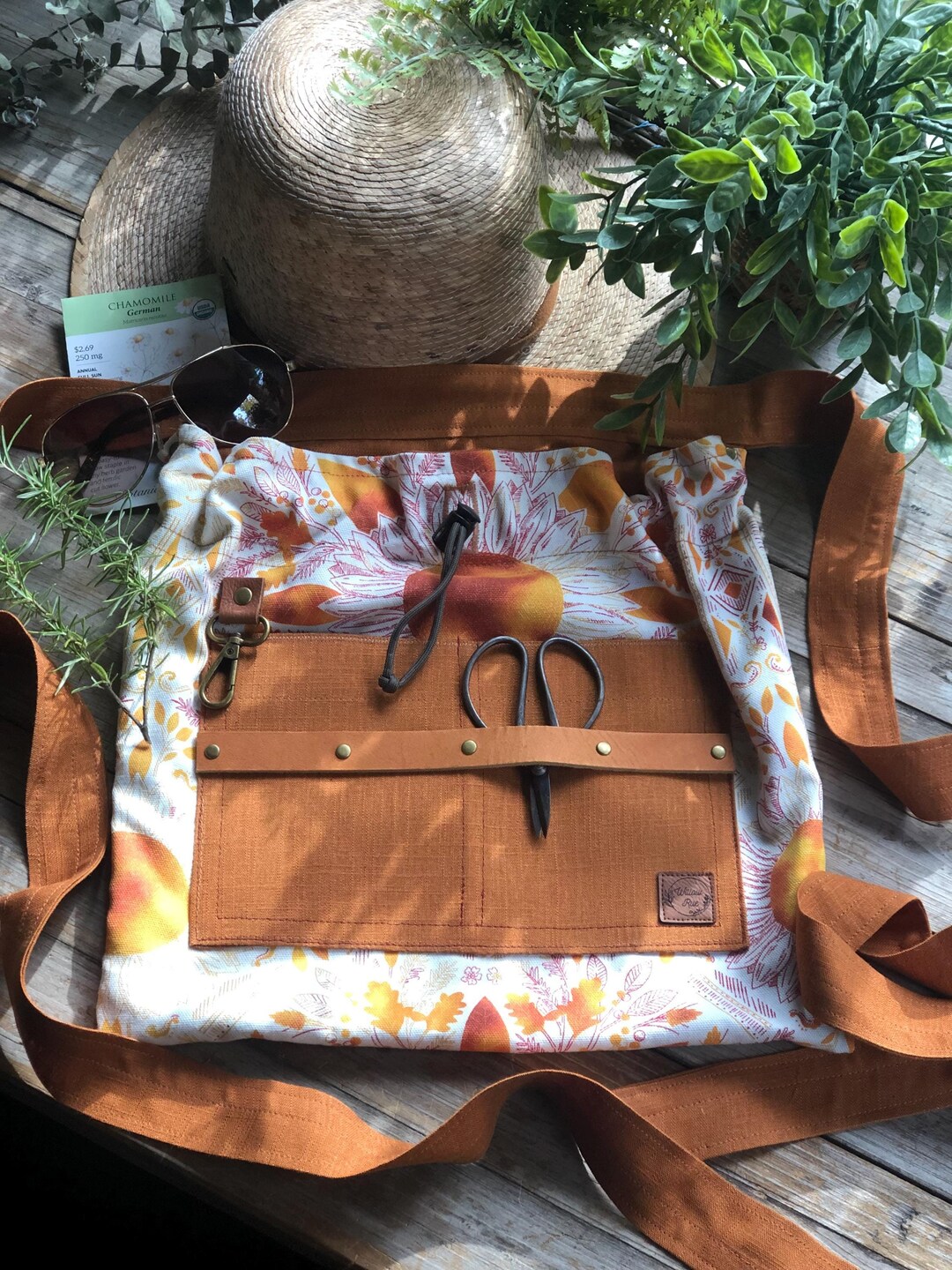 Boho Sunflower ~ Forage Apron, Garden Apron, Harvest Apron, Forage Bag ...