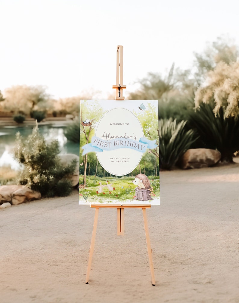 Woodland First Birthday Welcome Sign Template, Editable Woodland ...