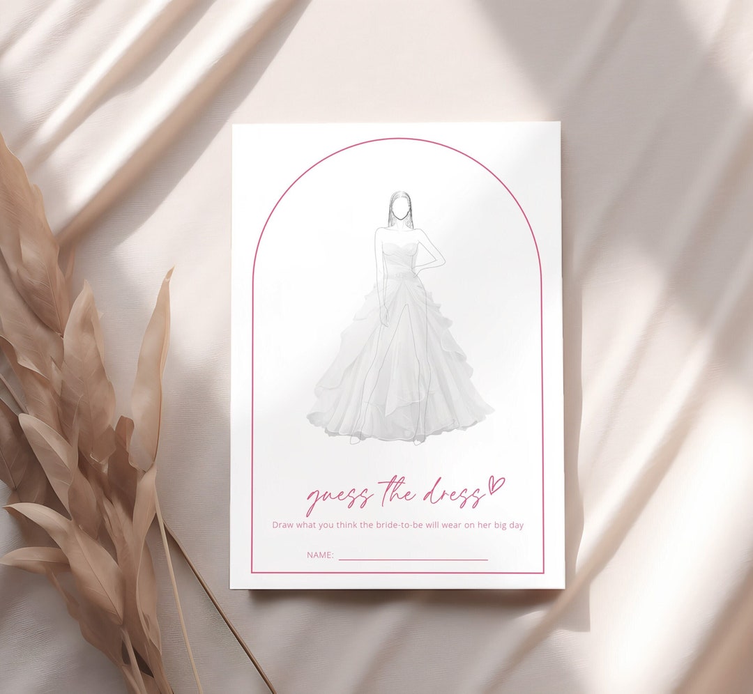Guess the Brides Wedding Dress Game Template, Editable Pink Bridal ...