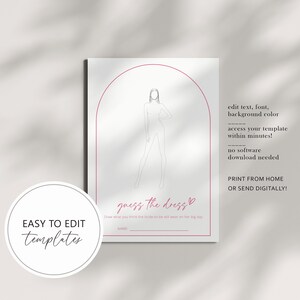 Guess the Brides Wedding Dress Game Template, Editable Pink Bridal ...
