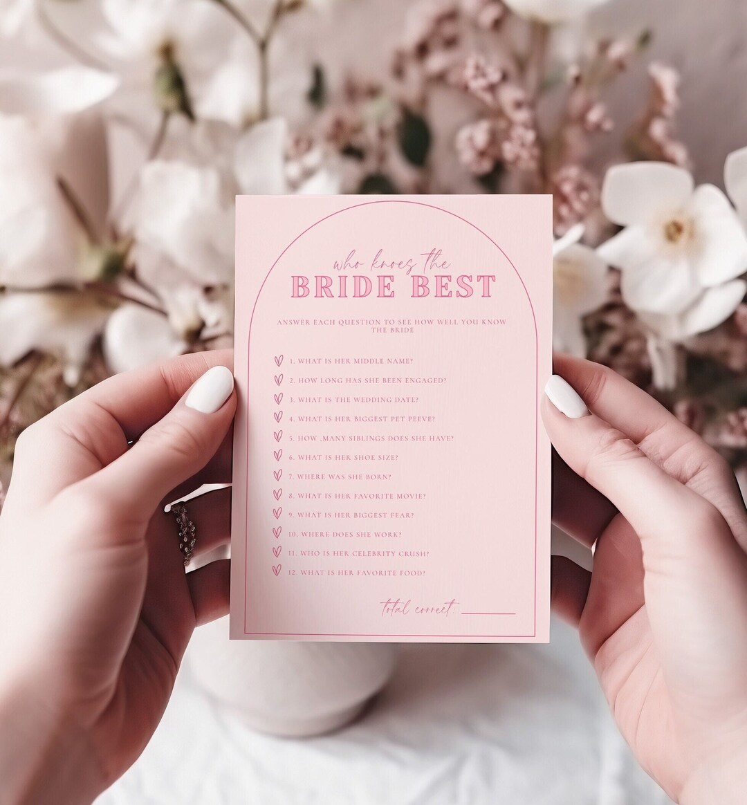 Who Knows the Bride Best Game, Printable Bridal Shower Games, How Well ...