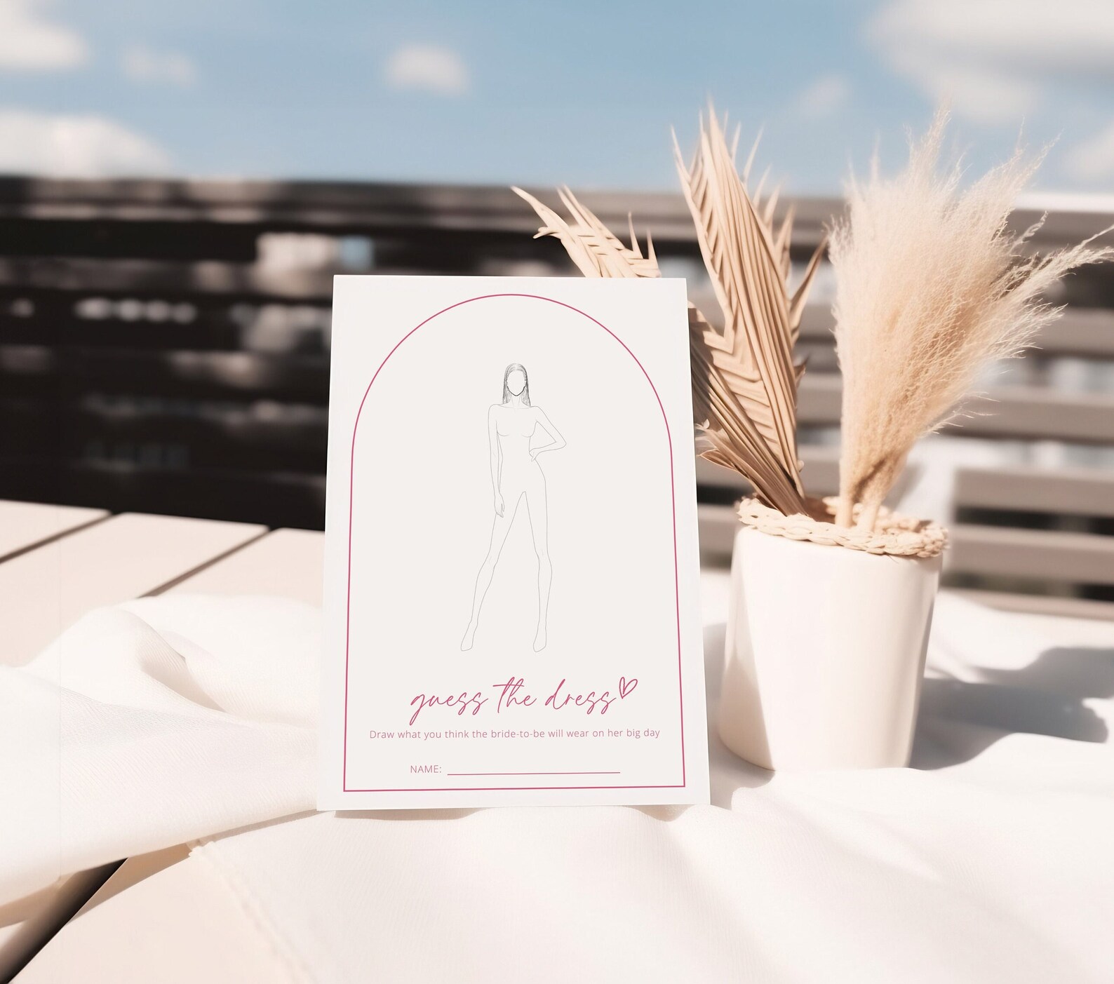 Guess the Brides Wedding Dress Game Template, Editable Pink Bridal ...