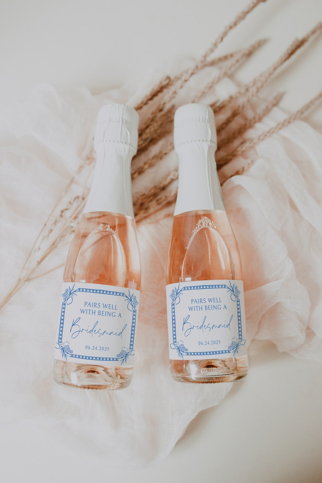 Editable Mini Champagne Bottle Label Template, Bridesmaid Proposal Mini ...