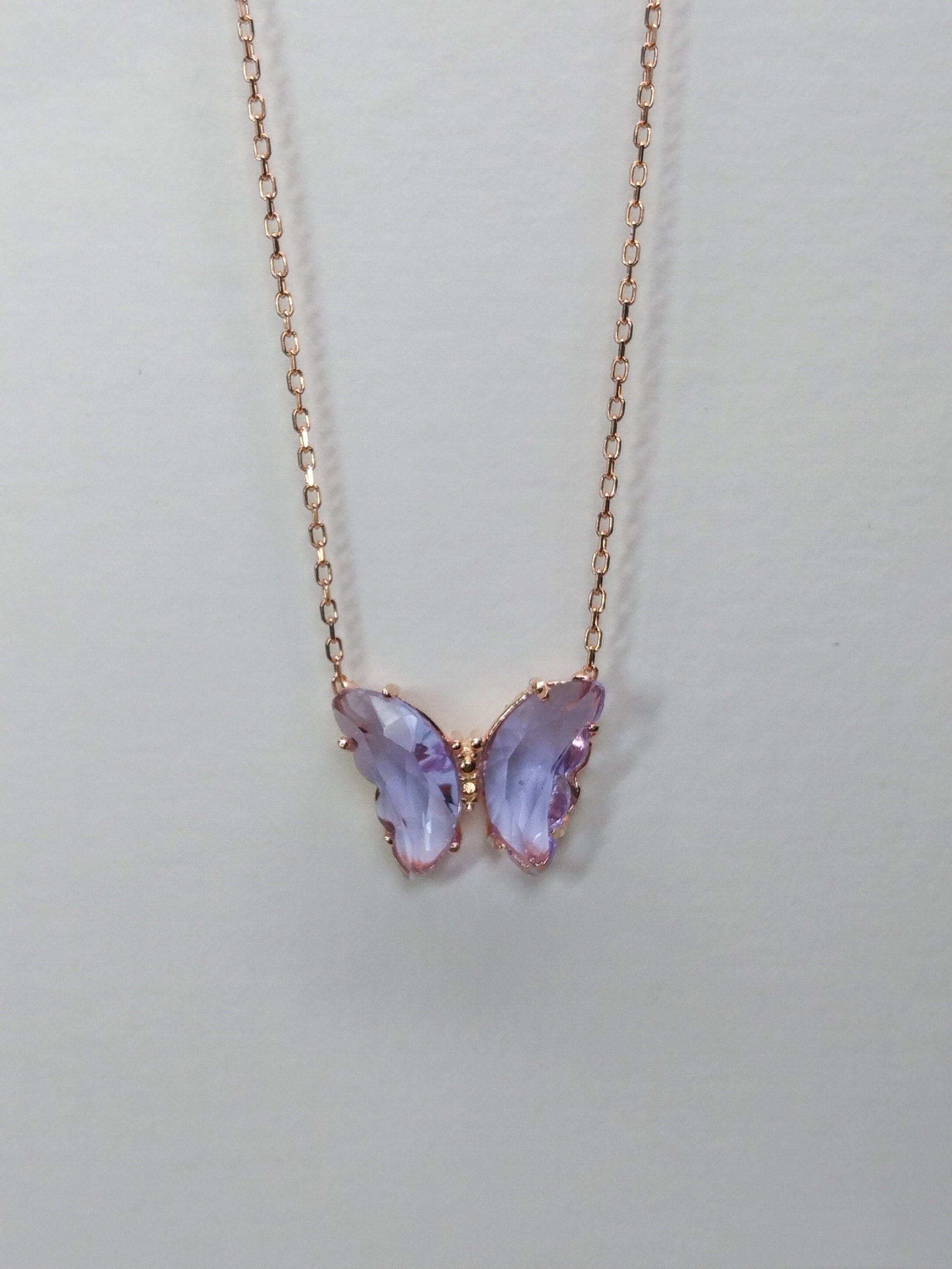 Sterling Silver Purple Butterfly Necklacebutterfly Pendant - Etsy