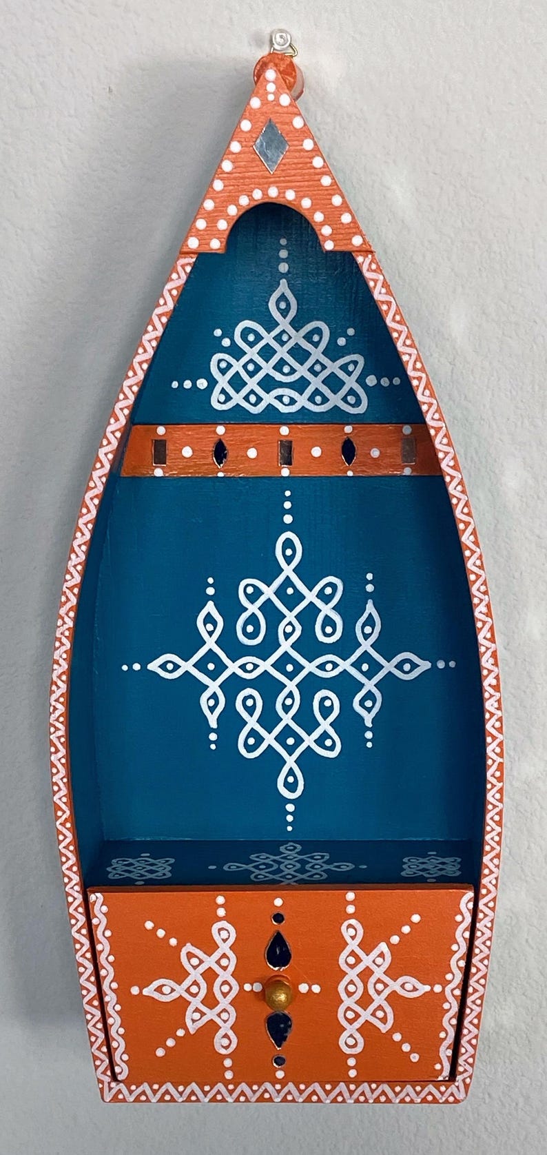 Kolam Boat Shelf | Rangoli Boat Shelf | Indian Home Decor | Boat Shelf ...