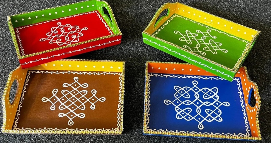Kolam Trays / Rangoli Trays / Muggu Trays / Navratri Gifts / Festival ...