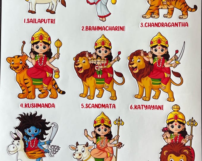 Navratri Stickers | Maa Durga Avatar Stickers | 9 Avatars of Durga ...