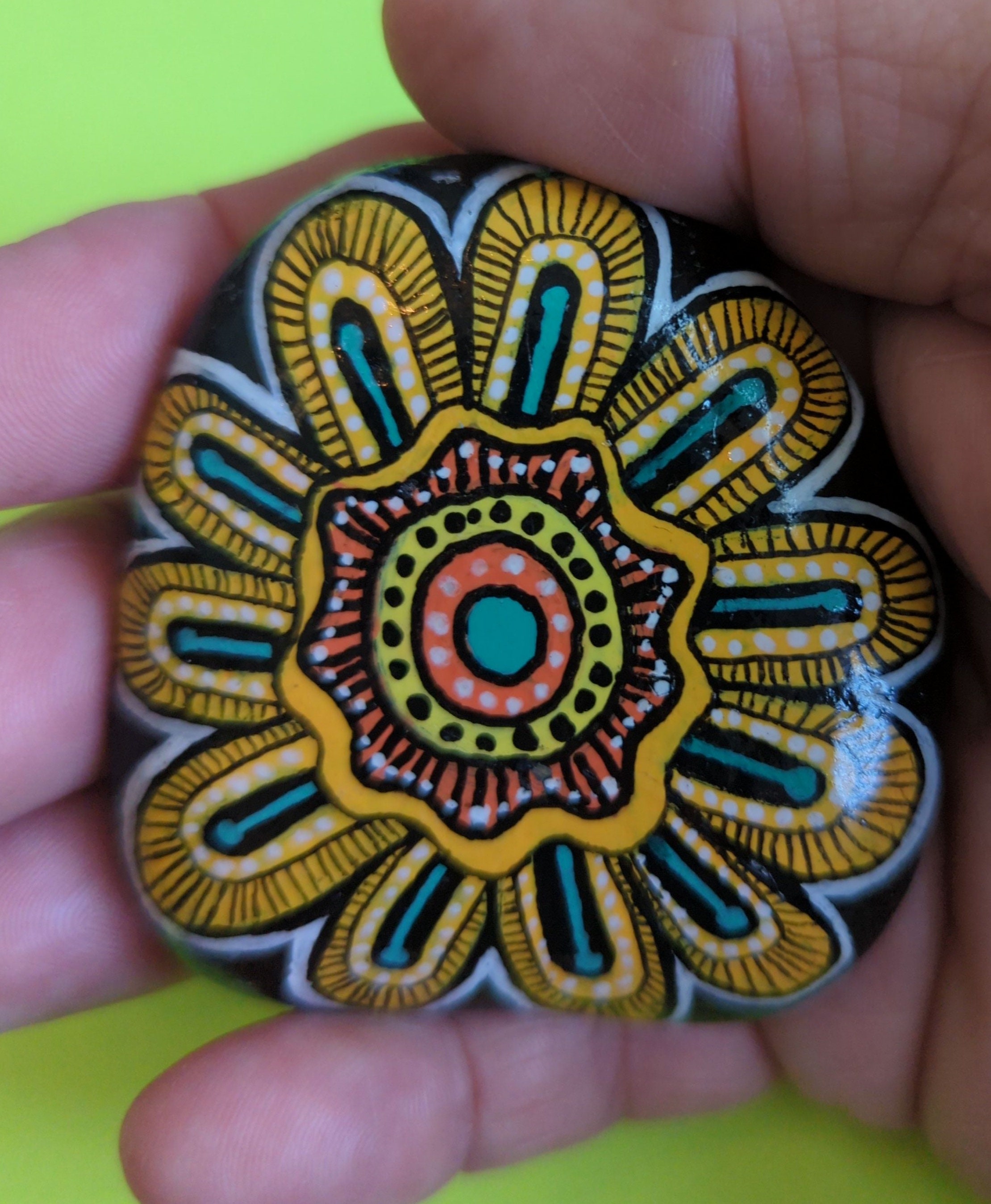Zentangle Daisy Hand Painted Rock - Etsy