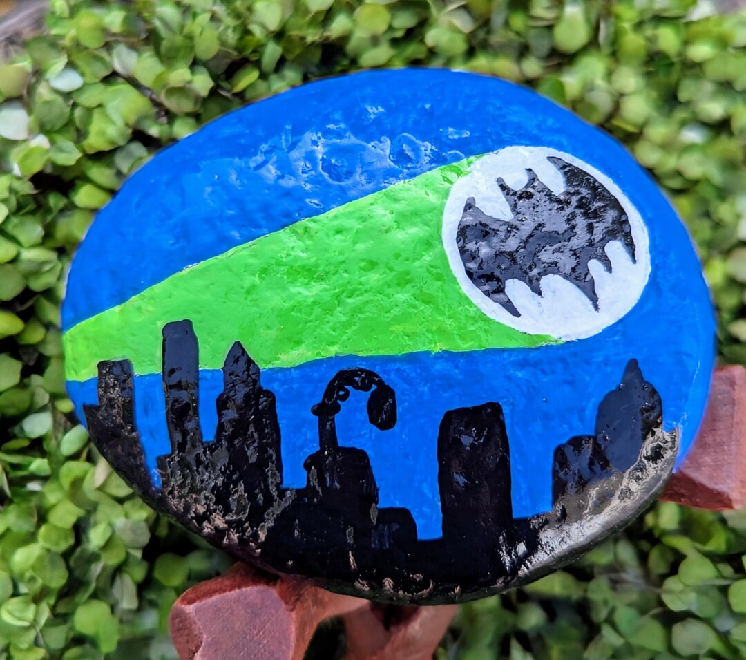 Batman End Credits Painted River Rock - Etsy