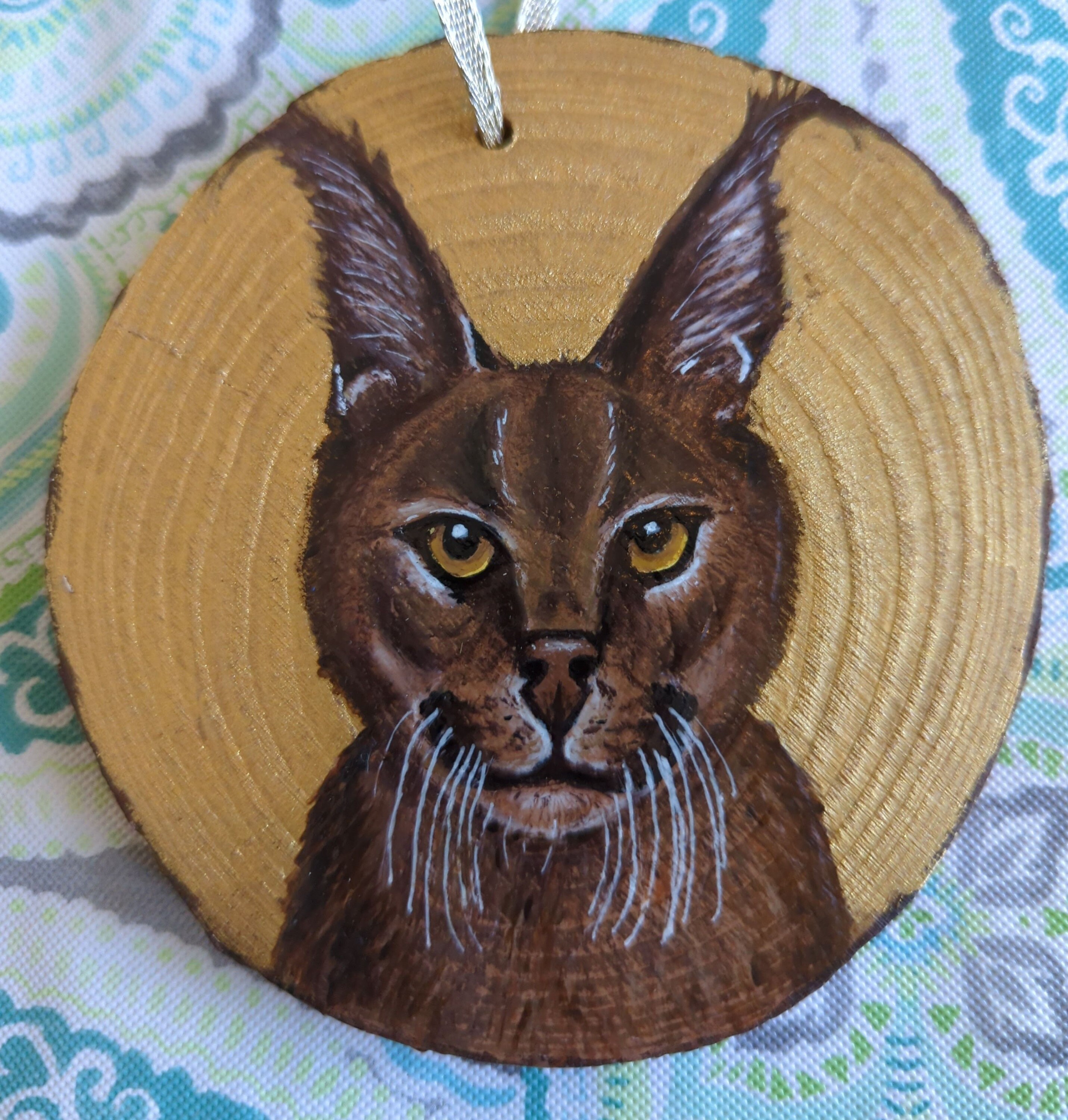 Hand Painted Caracal Wooden Disc - Etsy