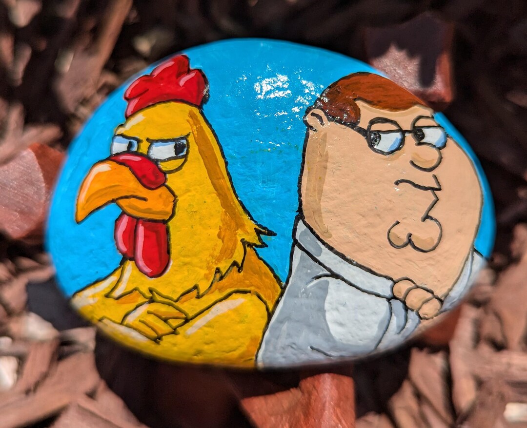 Chicken Vs. Peter Painted River Rock - Etsy