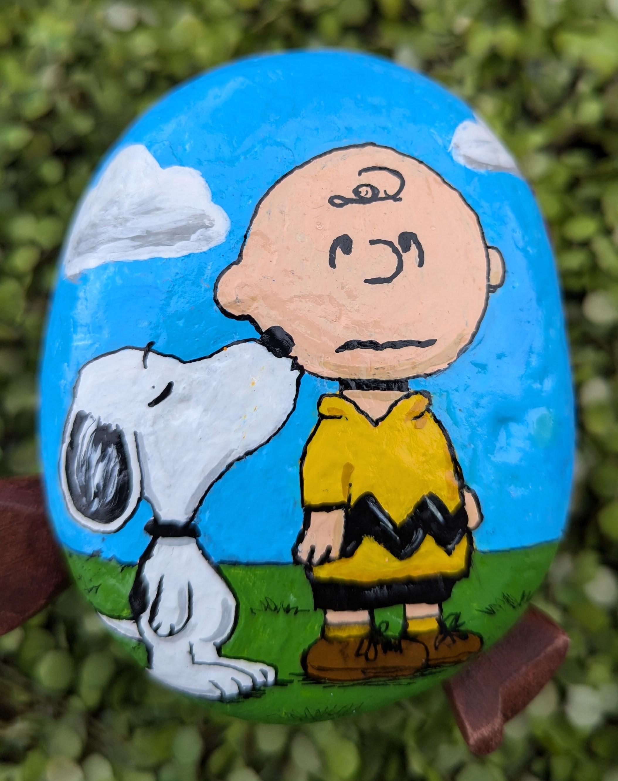 Charlie Brown Painted Rock Banksy Charlie Brown Naughty Boy Canvas
