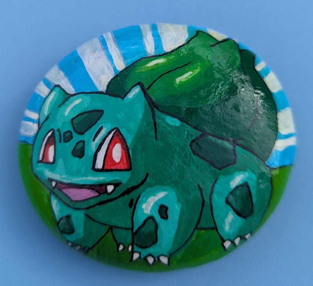 Bulbasaur Painted River Rock - Etsy