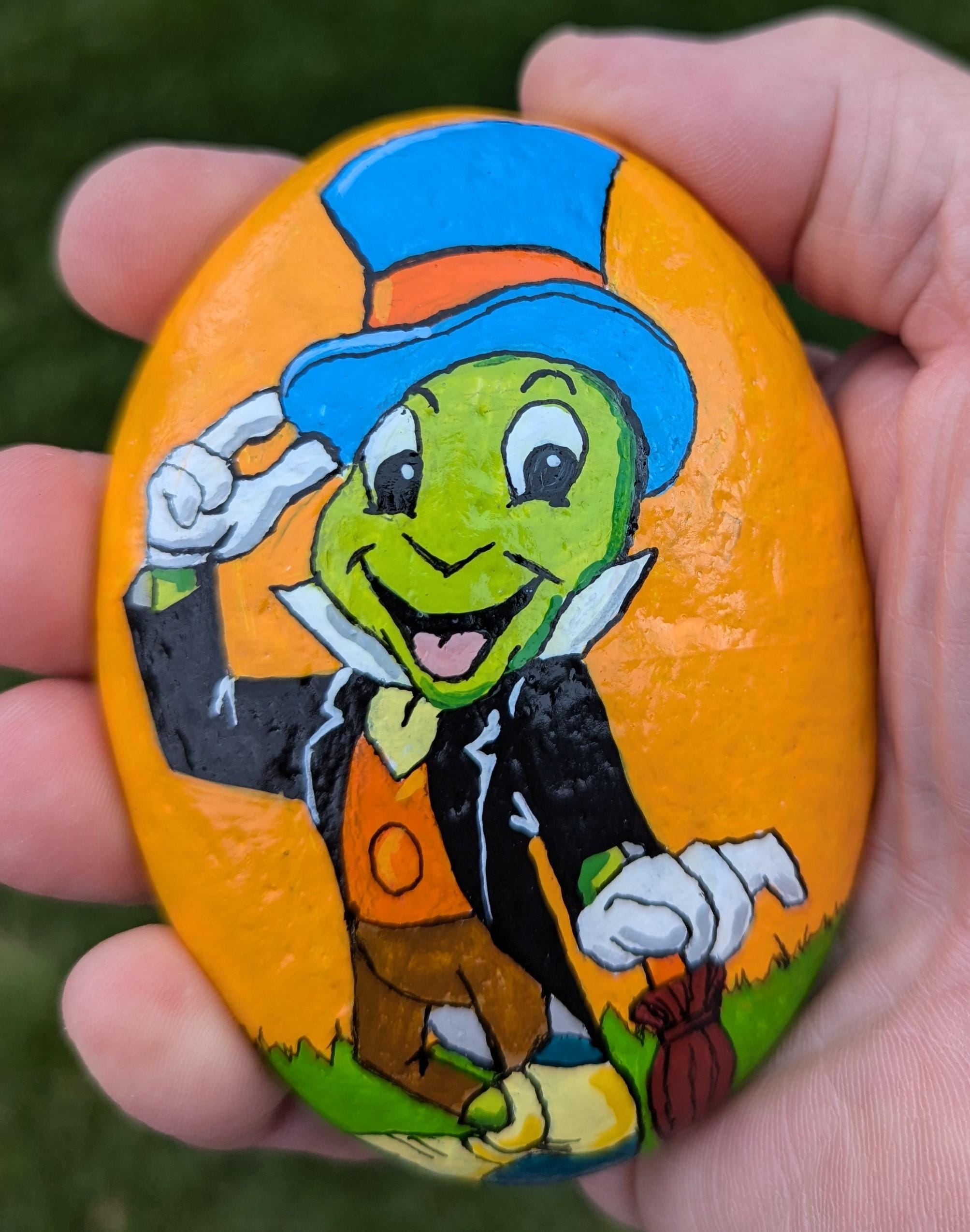 Jiminy Cricket Painted River Rock - Etsy