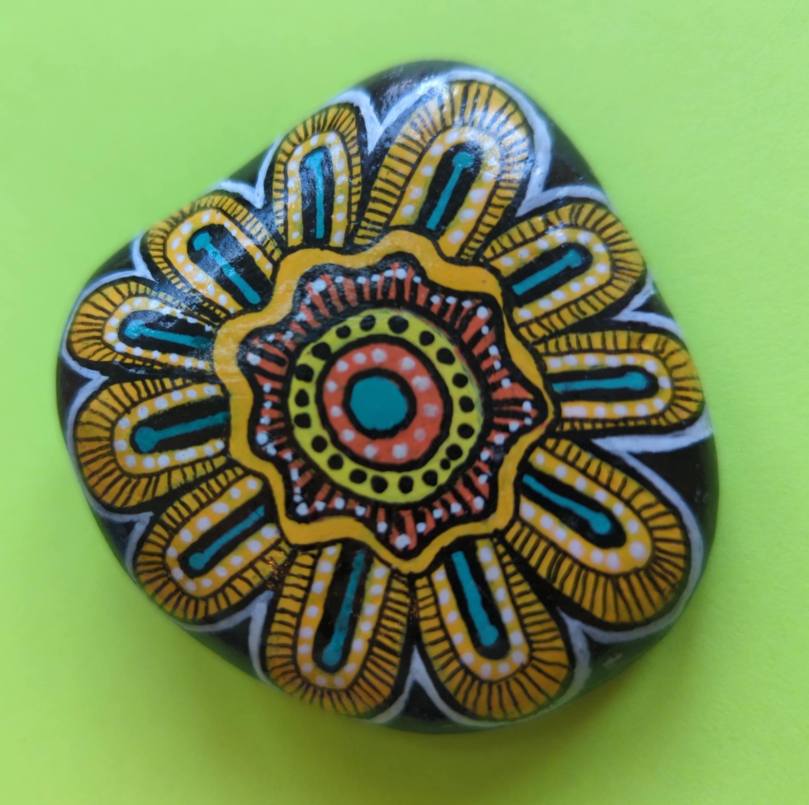 Zentangle Daisy Hand Painted Rock - Etsy