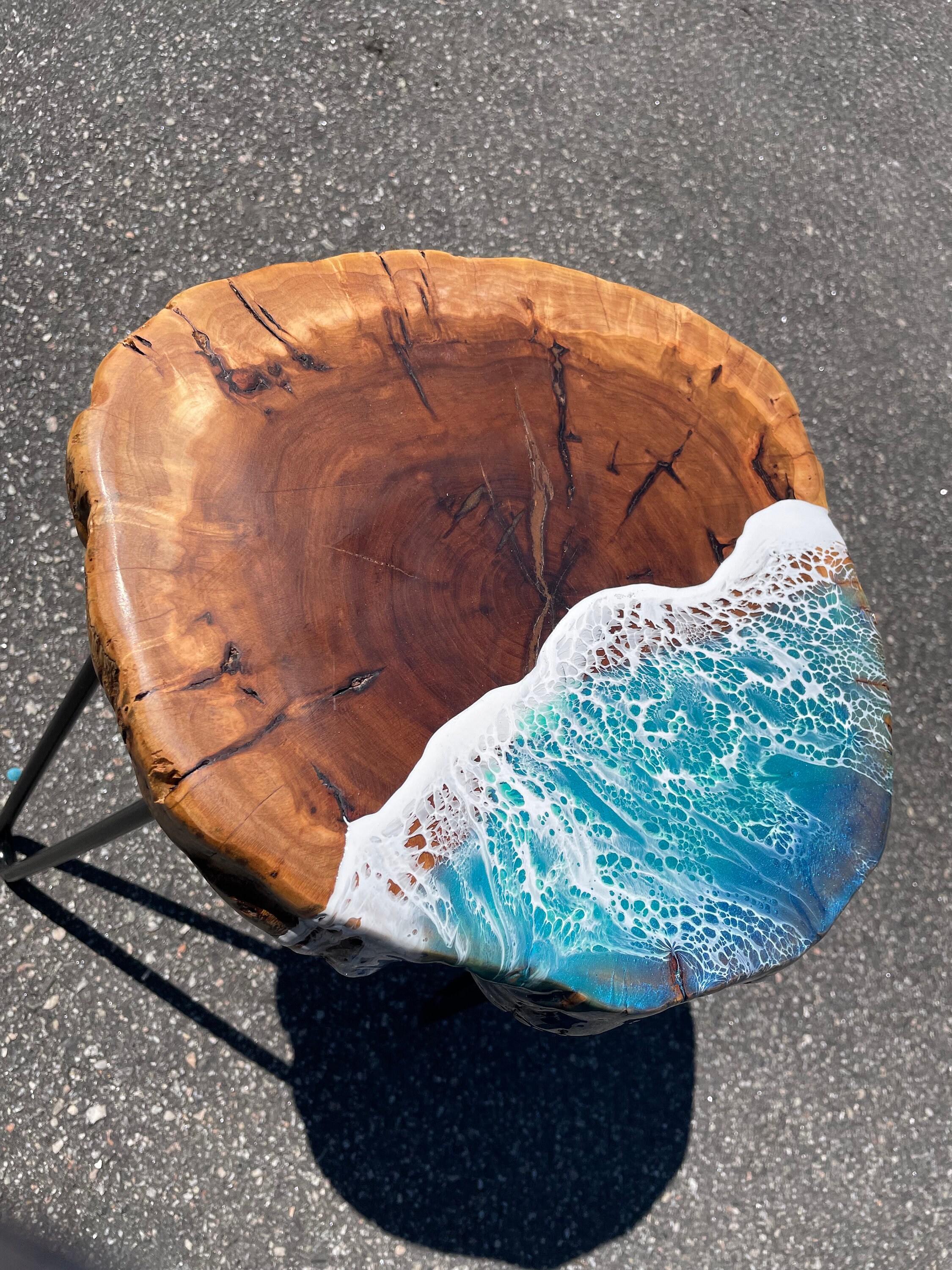 Ocean Resin Wave End Table, Ocean End Table, Live Edge Furniture, Resin ...