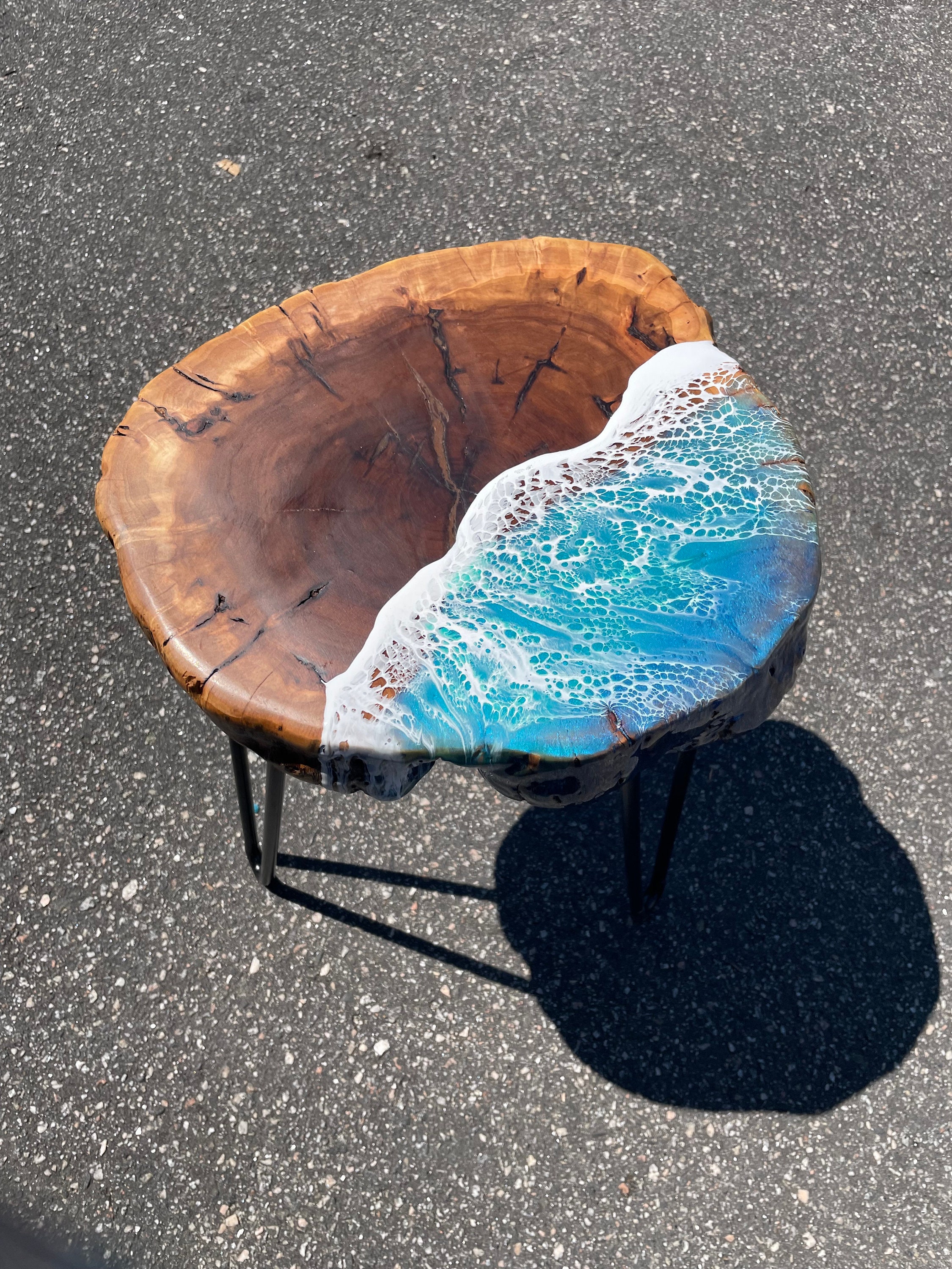 Ocean Resin Wave End Table, Ocean End Table, Live Edge Furniture, Resin ...