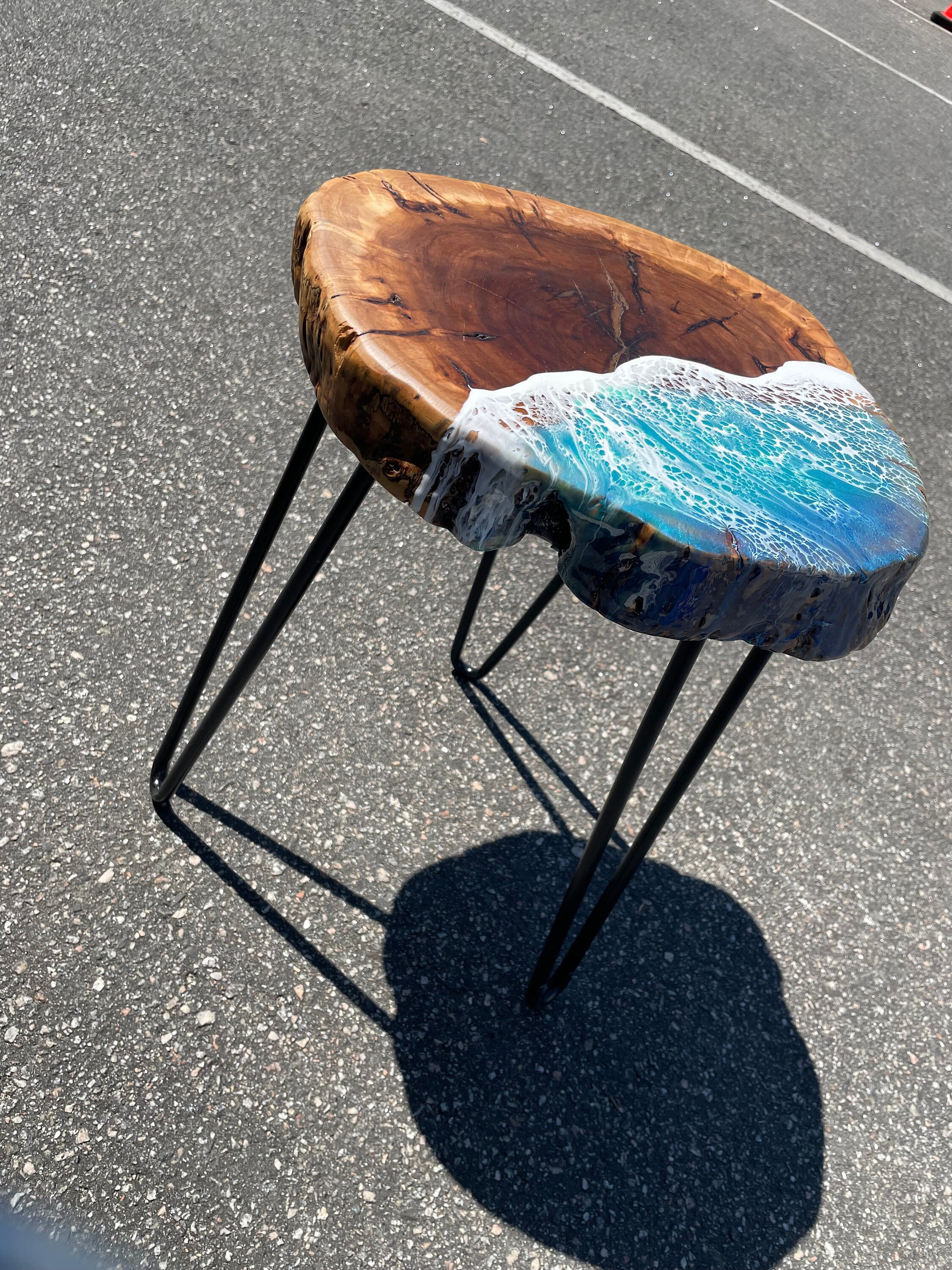 Ocean Resin Wave End Table, Ocean End Table, Live Edge Furniture, Resin ...
