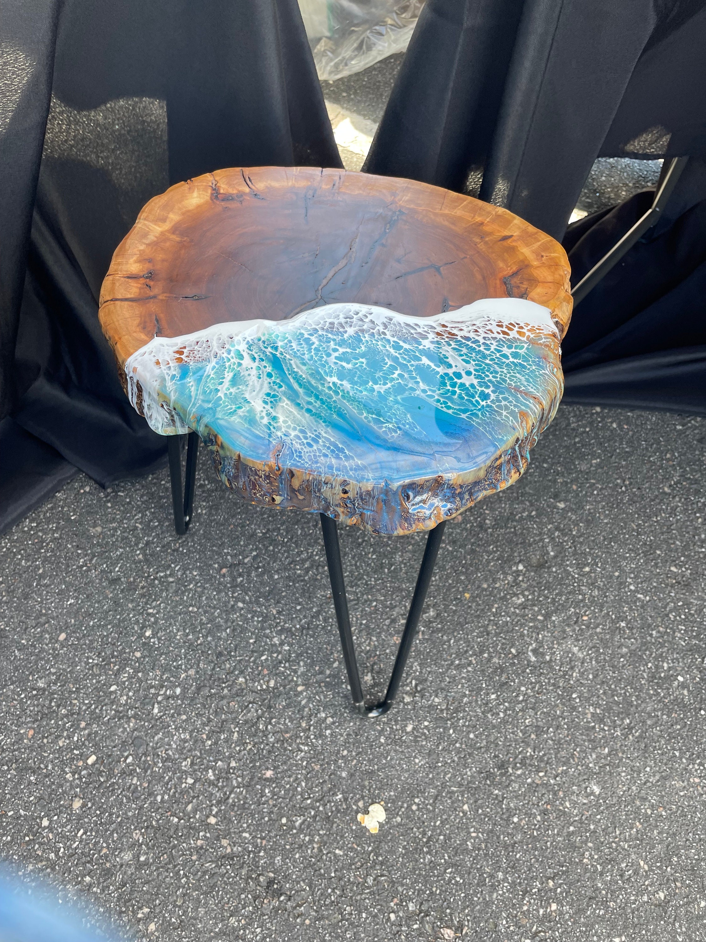 Ocean Resin Wave End Table, Ocean End Table, Live Edge Furniture, Resin ...