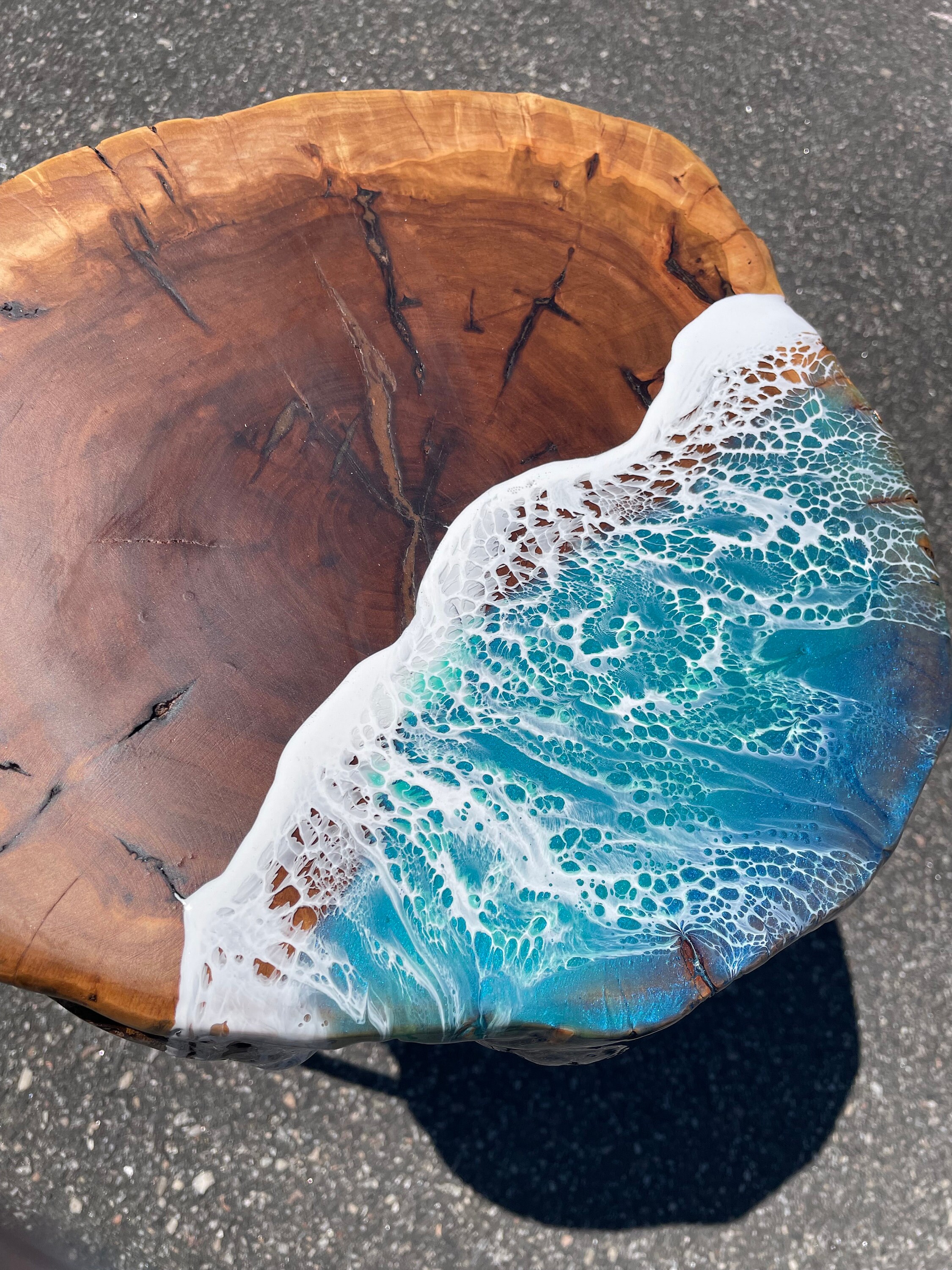 Ocean Resin Wave End Table, Ocean End Table, Live Edge Furniture, Resin ...