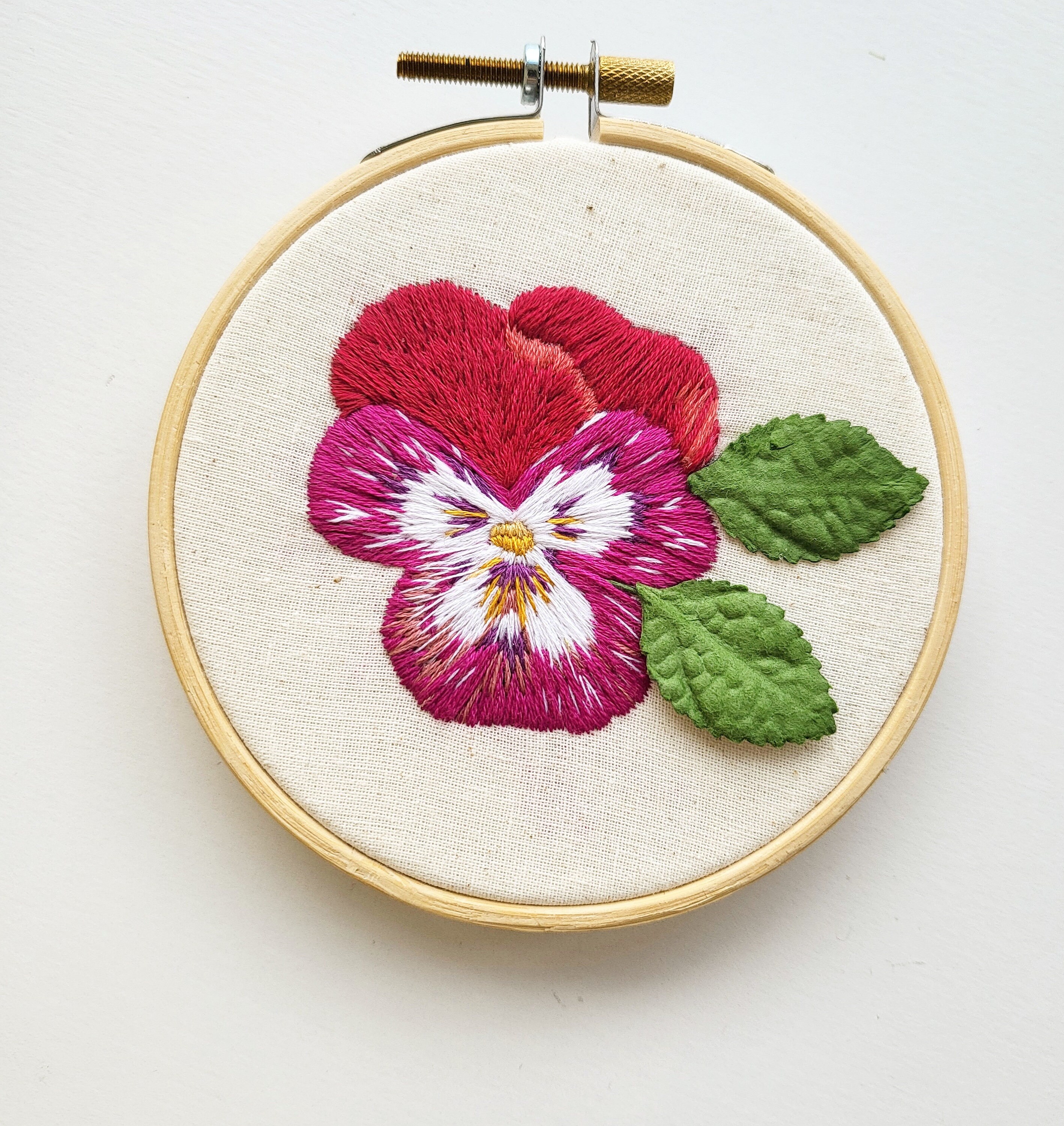 Embroidered Pansy, Floral Embroidery, Hand Embroidery, Handmade ...