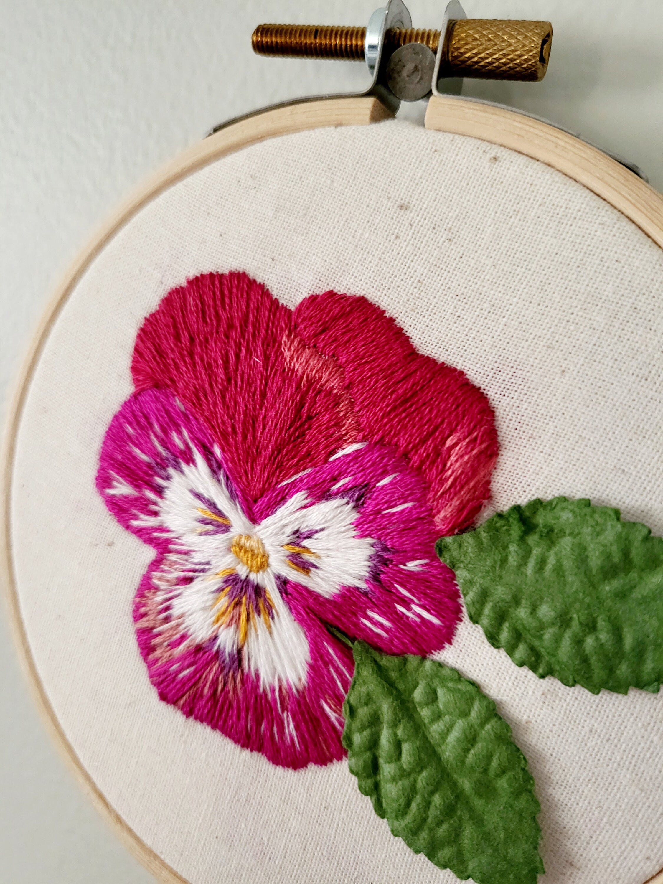 Embroidered Pansy, Floral Embroidery, Hand Embroidery, Handmade ...