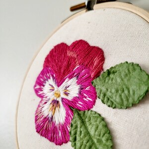 Embroidered Pansy, Floral Embroidery, Hand Embroidery, Handmade ...