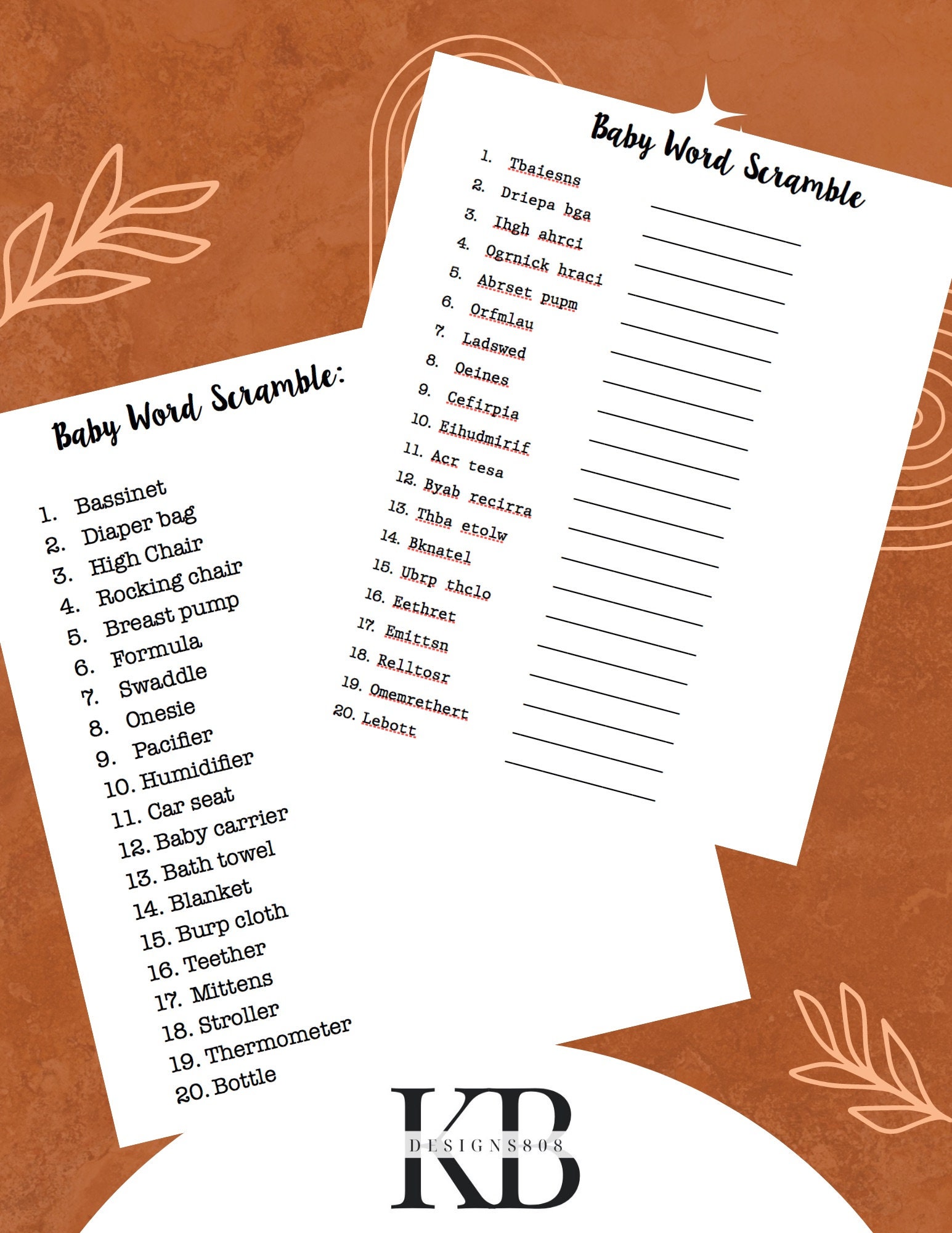 Baby Shower Games, Baby Word Scramble, Baby Word Scramble Game, Baby ...
