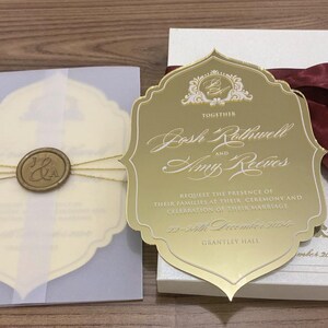 Mirror Invitation, Gold Mirrored Invitation, Boxed Invitation Parchment ...