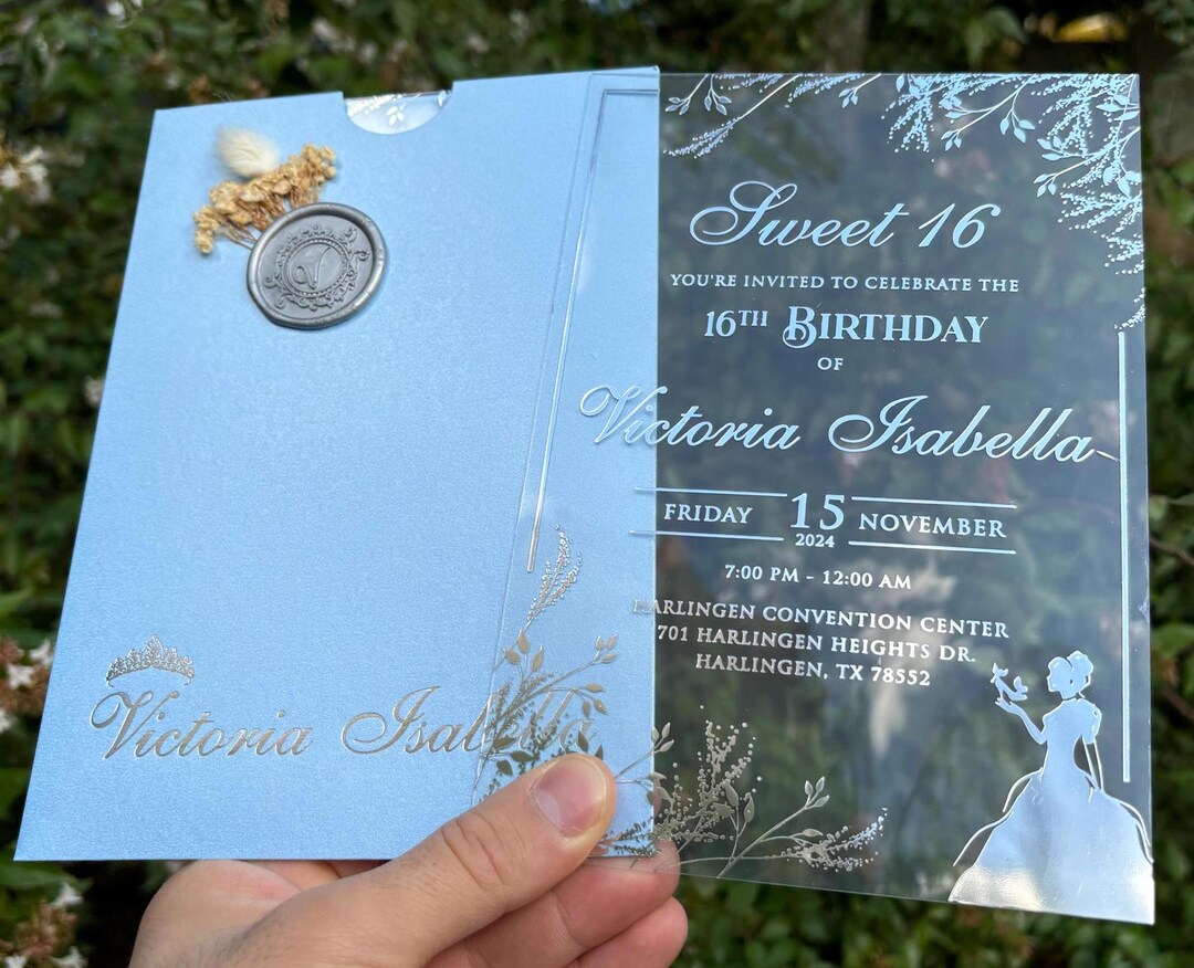 Sweet 16 Invitation, Acrylic Sweet Sixteen Invitation, Clear Acrylic ...