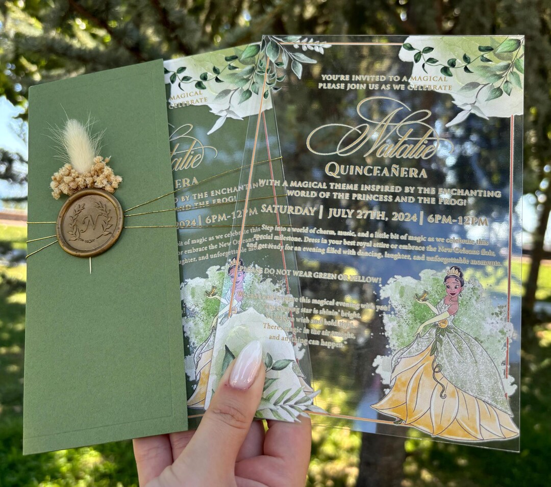 Tiana Princess and Frog Invitation: Acrylic Quinceañera, Sweet 16 - Etsy