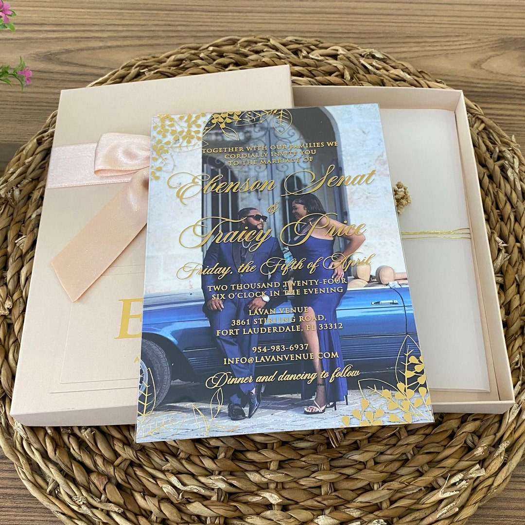 Boxed Wedding Invitation, With Photo and Acrylic Wedding Invitation ...