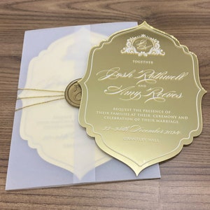 Mirror Invitation, Gold Mirrored Invitation, Boxed Invitation Parchment ...