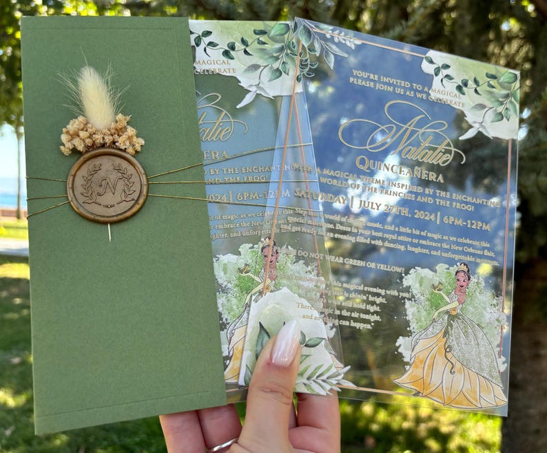 Tiana Princess and Frog Invitation: Acrylic Quinceañera, Sweet 16 - Etsy
